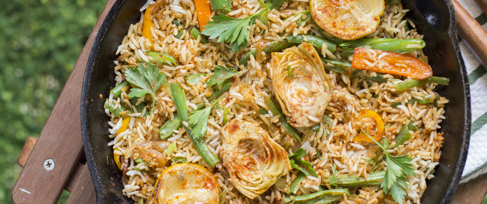 Cast-Iron Vegetarian Paella with ecoLife® Organic Quick Cook Brown Rice ...
